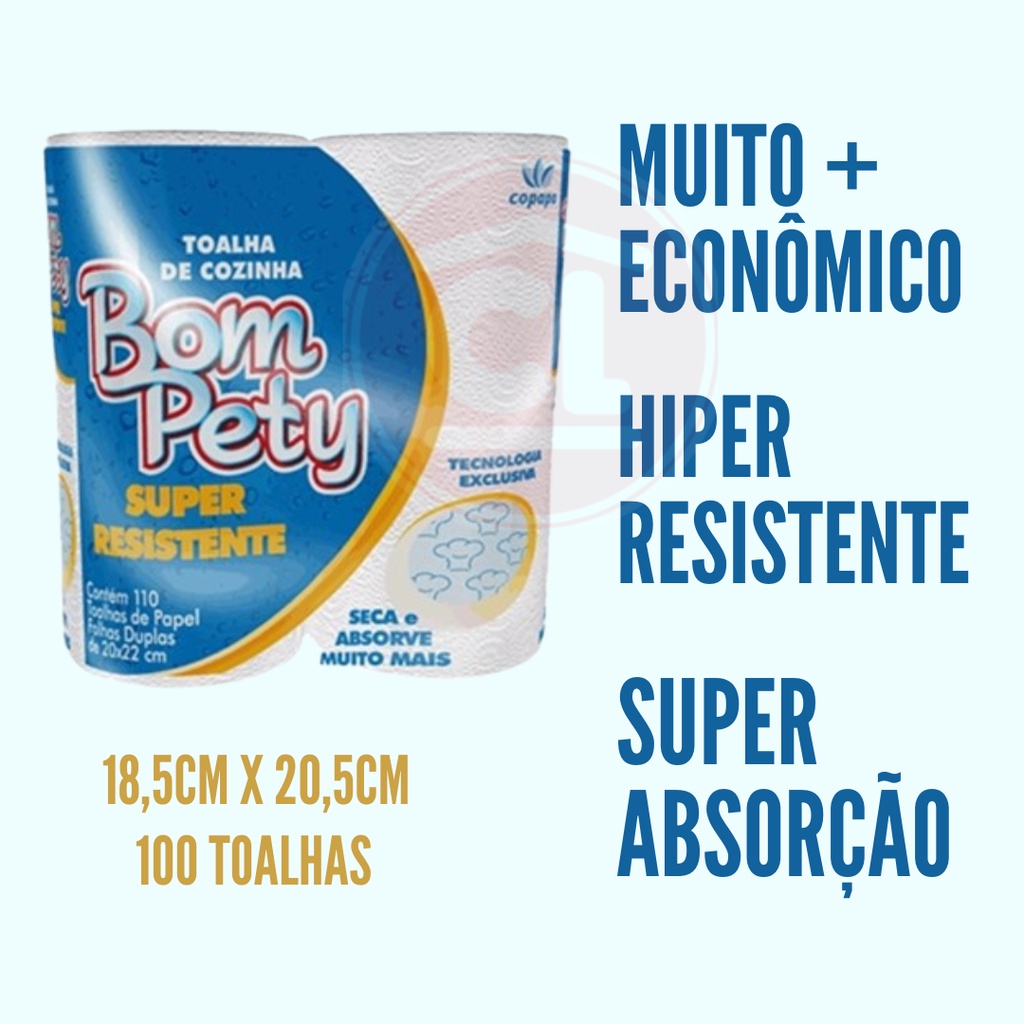 Papel Toalha Folha Dupla Bom pety com 2 rolos | Shopee Brasil
