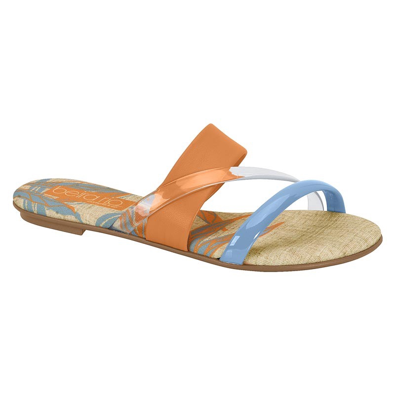 Rasteirinha Beira Rio com Tira de Vinil Azul com Laranja Ref 8237.1407 ...