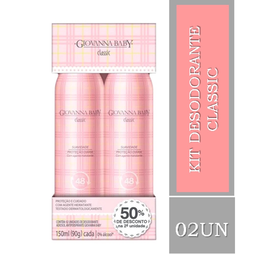 Kit Desodorante Giovanna Baby Classic Rosa Aerosol 150ml | Shopee Brasil