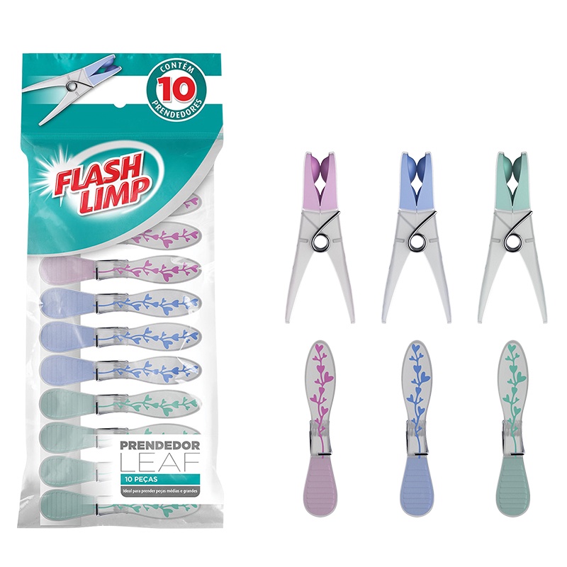 Prendedor de Roupas Leaf Emborrachado, 10 Peças, Multicor, Flash Limp ...