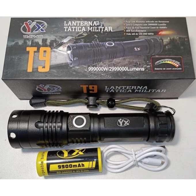 Lanterna LED P90 XML T9 Mais Forte Tática lanterna super potente e Longo Alcance Super ...