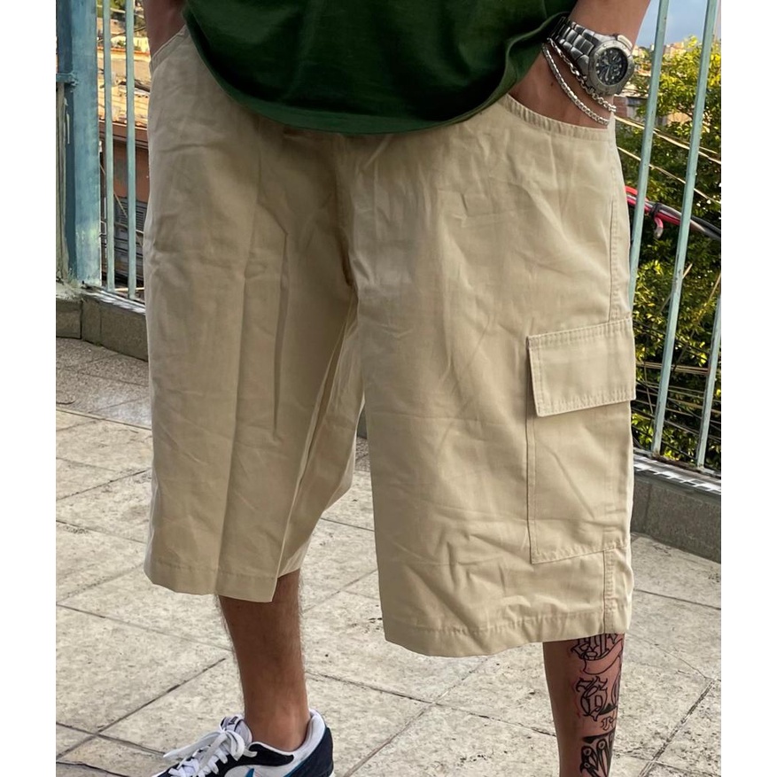 Bermuda Cargo Larga Masculina Streetwear Oversized 6 Bolsos Várias