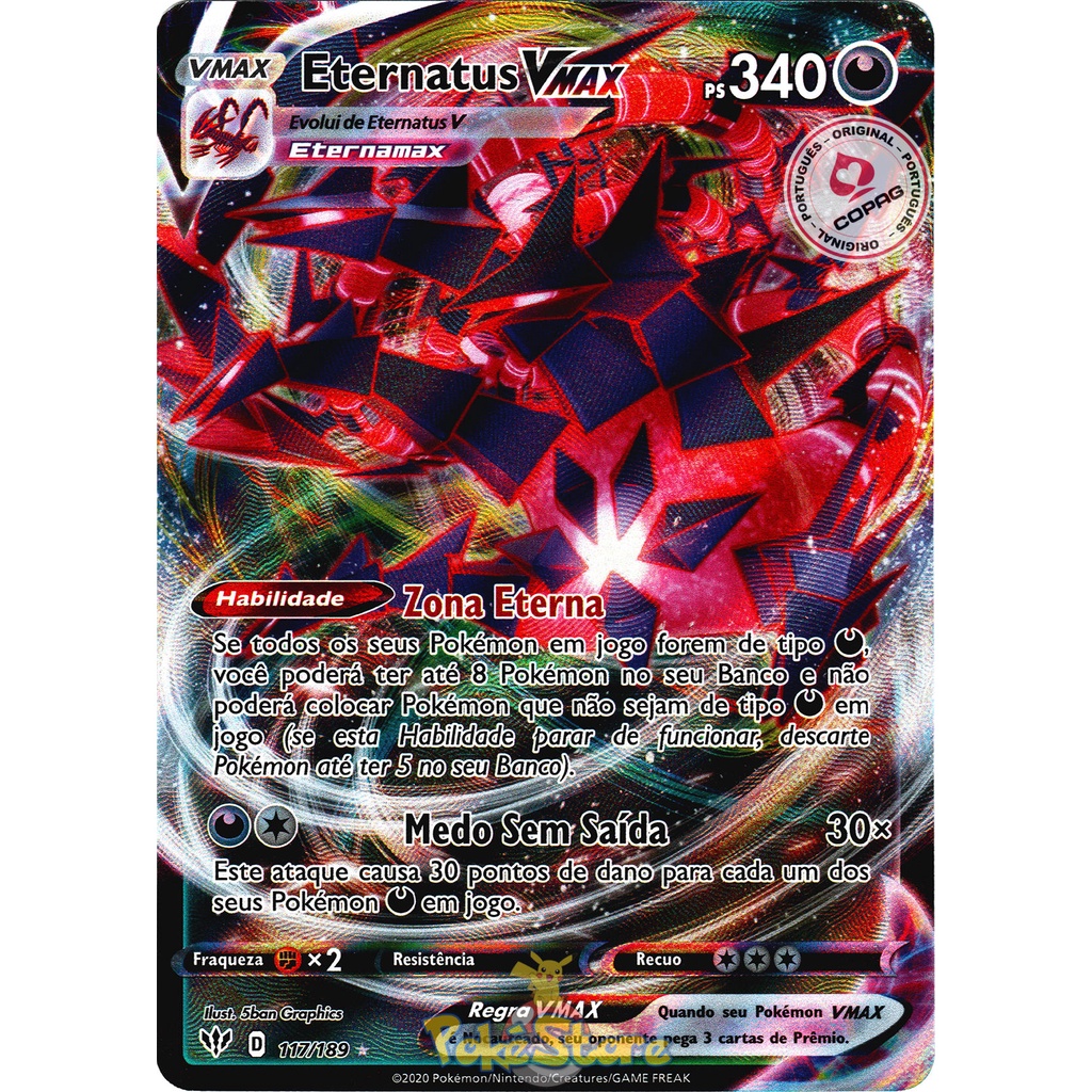 Carta Pokemon Eternatus VMAX Português Card Original Copag | Shopee Brasil