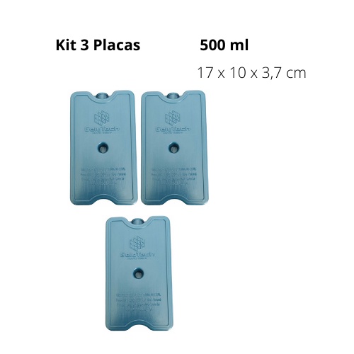 Gelox kit 3 Placas Gelotech Gelo Gel Artificial Reutilizável Rígido 500 ...
