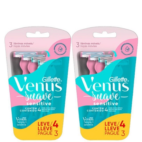 2 Kit Prestobarba Feminino Venus Gillette Sensitive Leve 4 Pague 3 ...