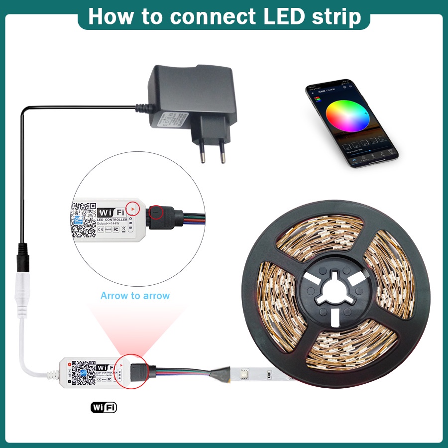 Fita LED Kefeng Controle Alexa WIFI Flexível RGB 5050 De Luz Noturna Decorativa Para Quarto ...