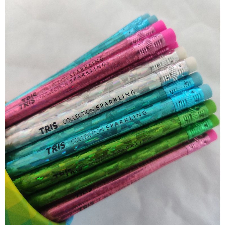 Kit 8 Lápis preto sparkling Tris collection HB n°2 com borracha | Shopee Brasil