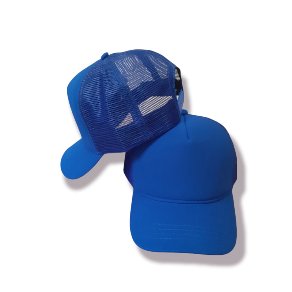 Boné Trucker Liso Azul Royal Com Redinha Telinha Aba Curva | Shopee Brasil