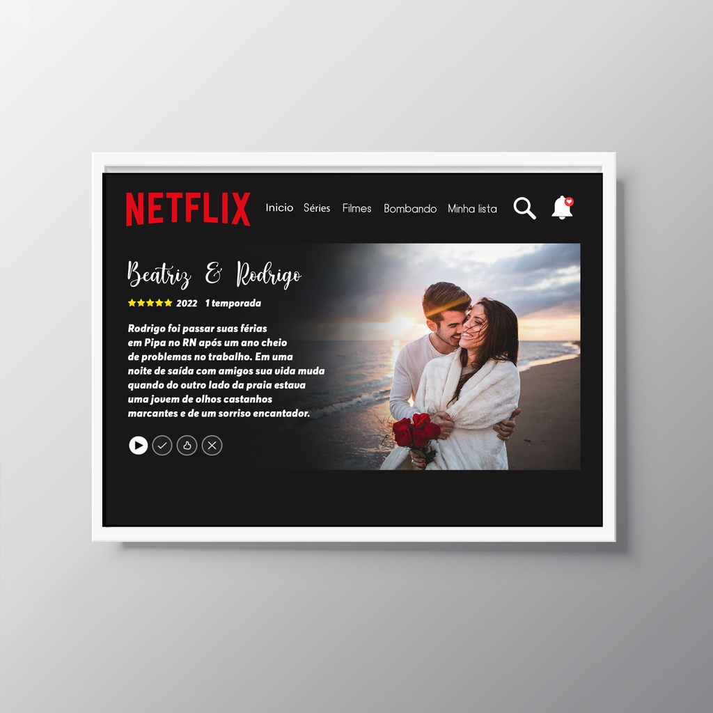 Quadro netflix com Moldura Personalizado com foto - namorados - amizade ...