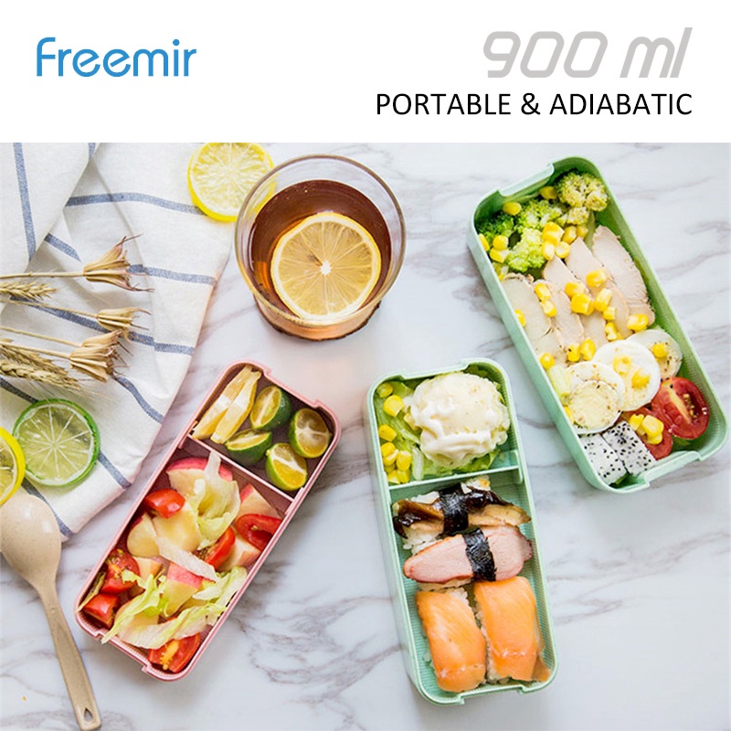 Caixa De Almoço Freemir 900ml De Palha De Trigo 3 Camadas Empilhamento ...