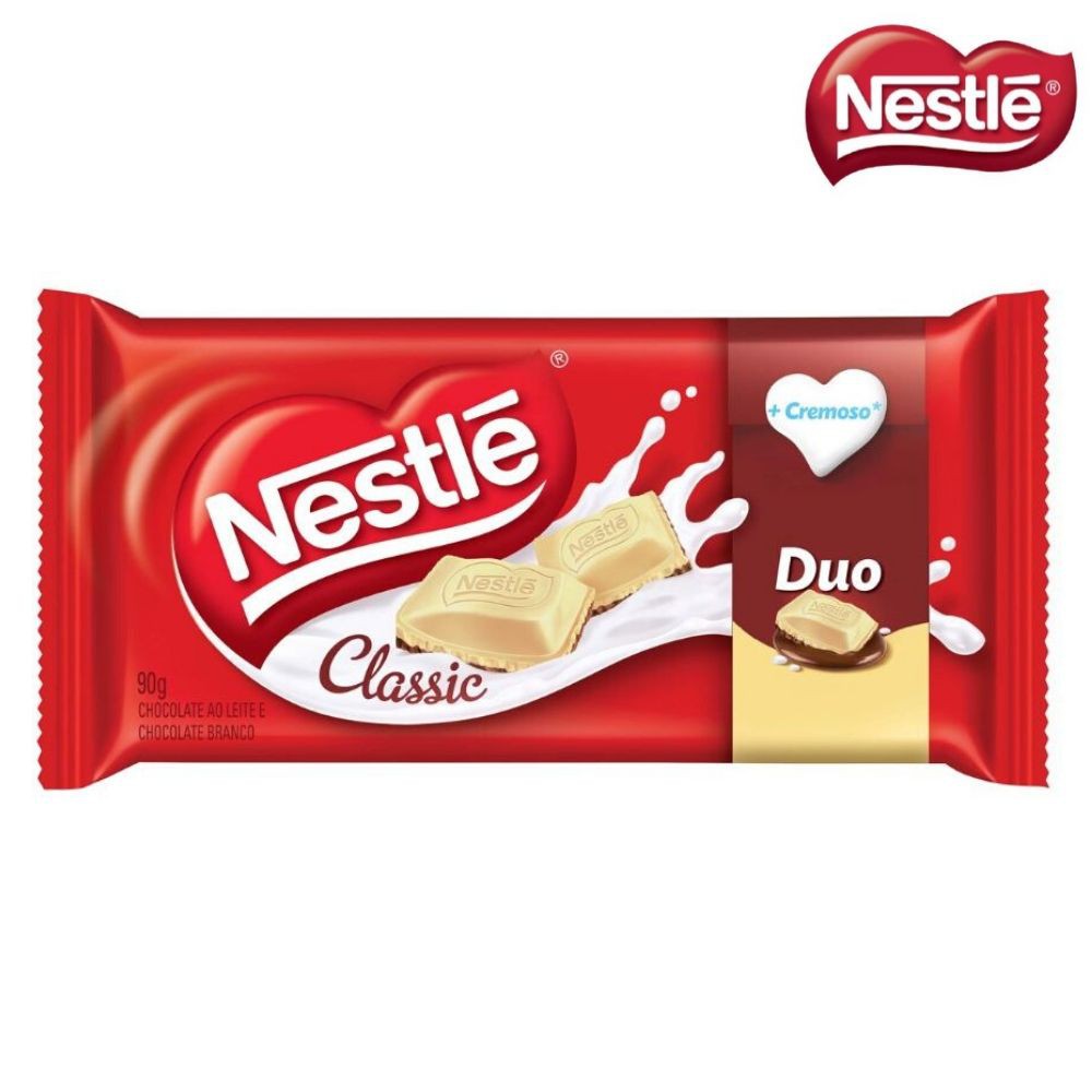 Kit c/ 10 Barras de Chocolate Nestle Classic Duo Branco e Ao Leite 90g | Shopee Brasil