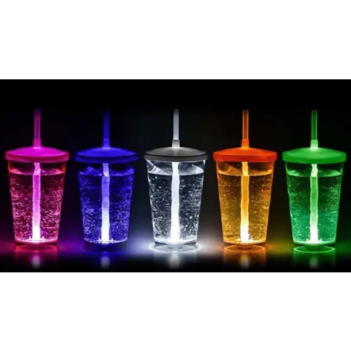 Copos Euphoria 700ml Neon Led Branco Com Canudo | Shopee Brasil