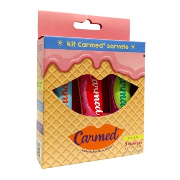 Kit Hidratante Labial Carmed Sorvete 3 Unidades - 10g Cada | Shopee Brasil