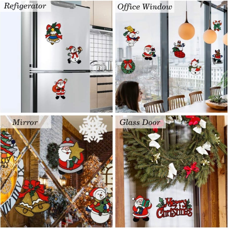 Kit 6 Adesivos Natal Para Decorações Janela De Vidro Parede Escritórios ...