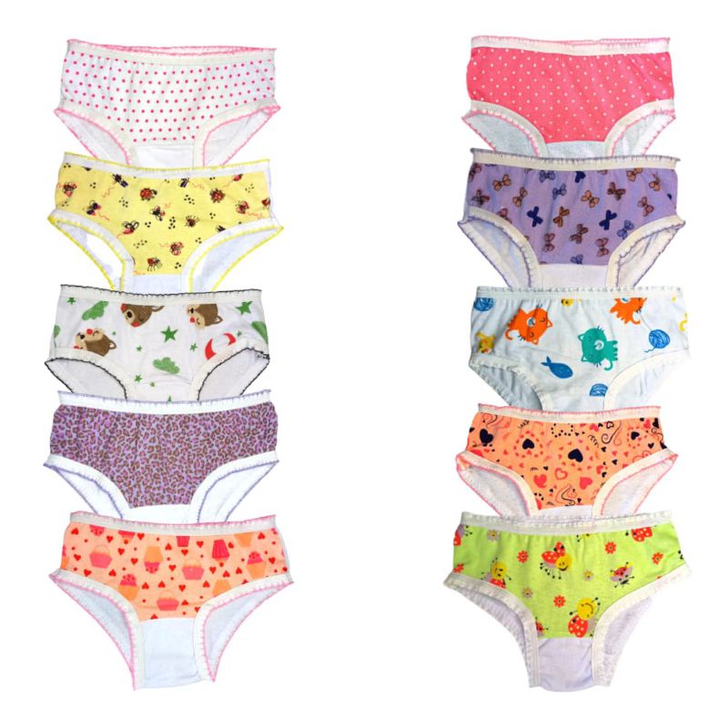 Kit 10 pçs - Calcinha Infantil criança menina - 100% Algodão, com Forro ...