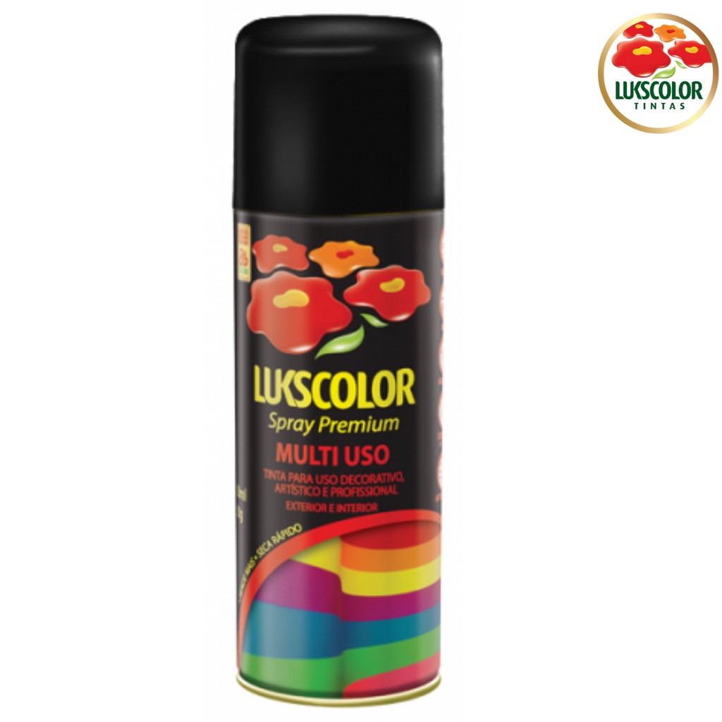 Spray Preto Brilhante/Fosco 400ml Lukscolor Multiuso Premium | Shopee ...