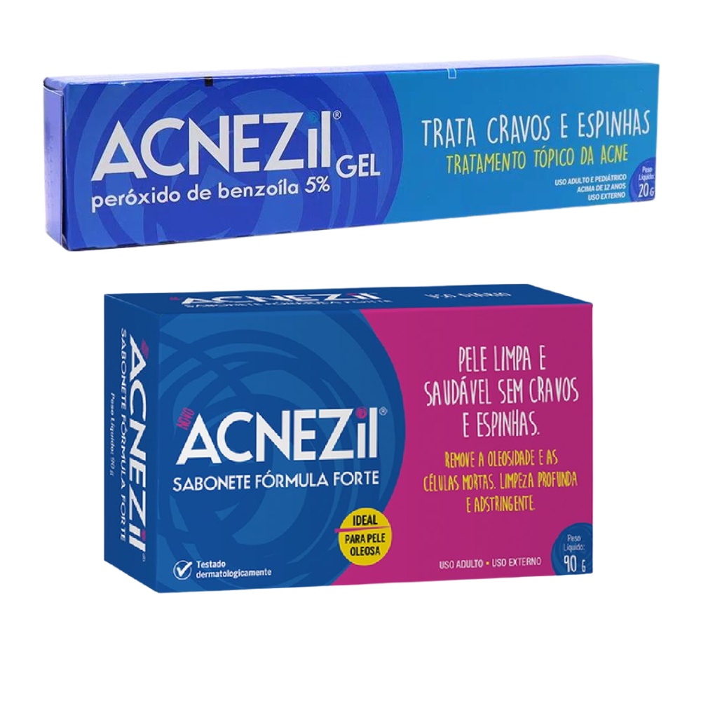Kit Acnezil Combate Cravos e Espinhas com Acnezil Gel 5% + Sab Forte ...