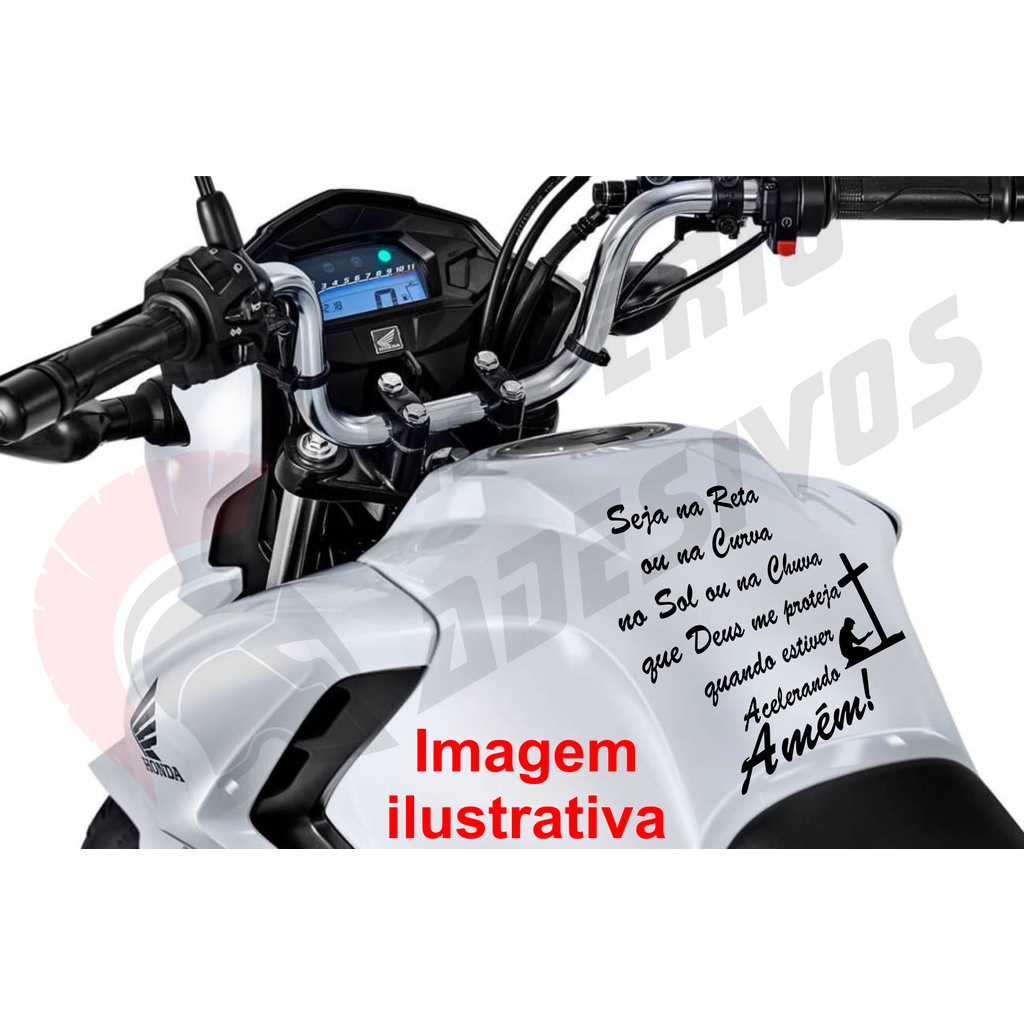 Adesivo Tanque Moto Seja na Reta ou na Curva no Sol ou na Chuva, Moto Varias cores 20 CM ...
