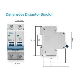 Disjuntor Bipolar Duplo ELGIN 10a, 16a, 20a, 25a, 32a, 40a, 50a, 63a - Homologado INMETRO ...