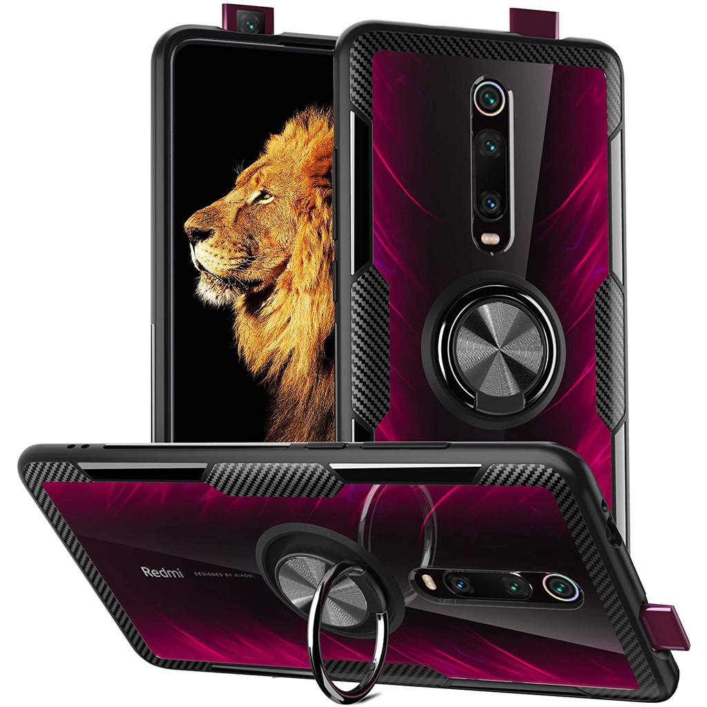 Capa Case Xiaomi Mi 9T / Mi 9T Pro | K20 / K20 Pro (Tela 6.39) Carbon Clear Com Stand e Anel ...