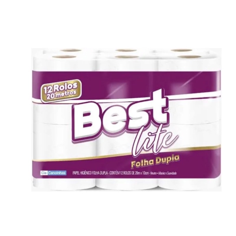 Papel Higiênico Best Lite Folha Dupla 20m - 12 rolos 20cm | Shopee Brasil