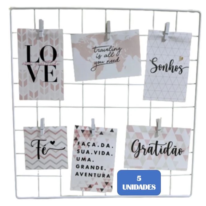 Painel p/ Fotos Grade em Metal Memory Board 40x40cm 5 Unid | Shopee Brasil