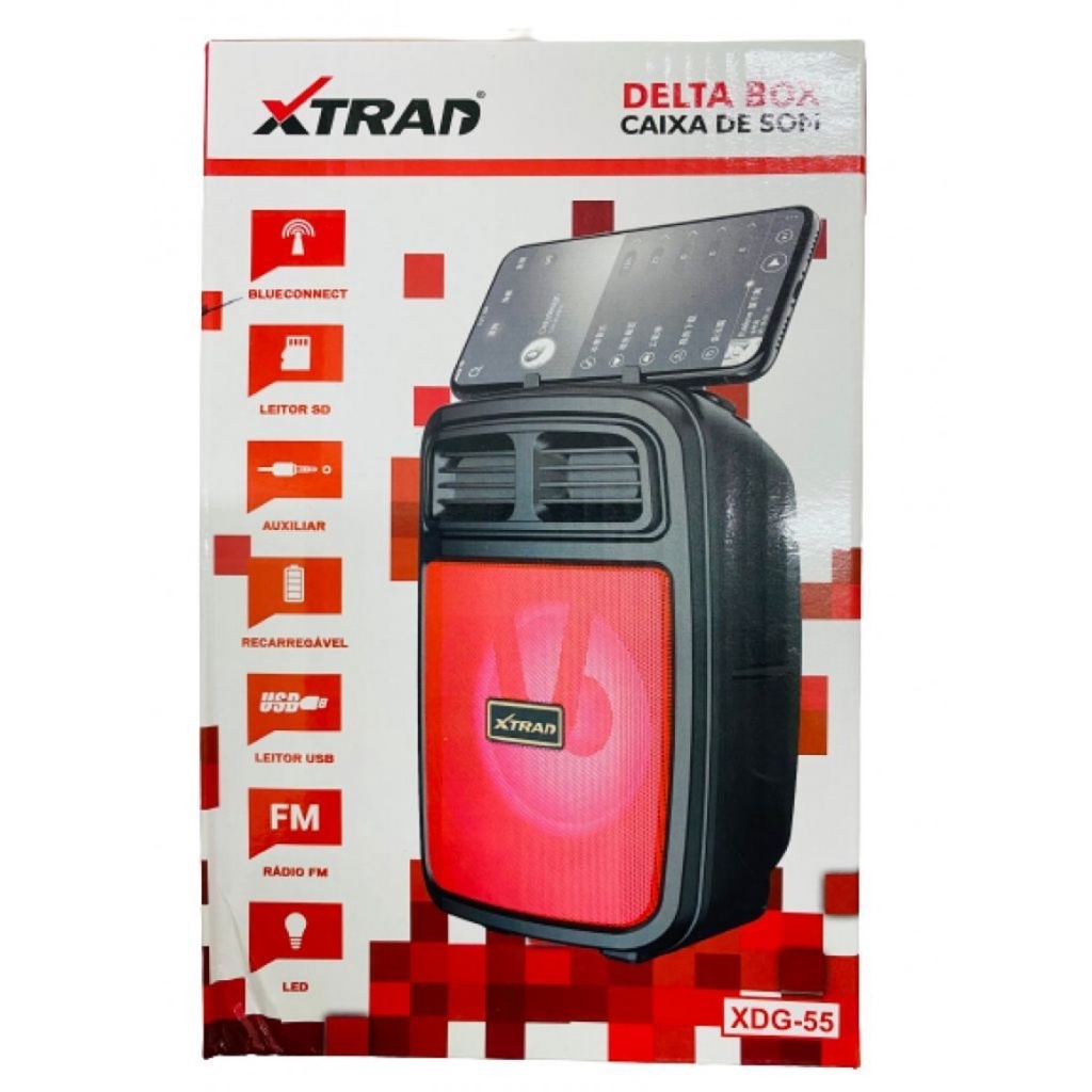 CAIXA DE SOM DELTA BOX COM LED E SUPORTE PARA CELULAR XTRAD XDG-55 | Shopee Brasil