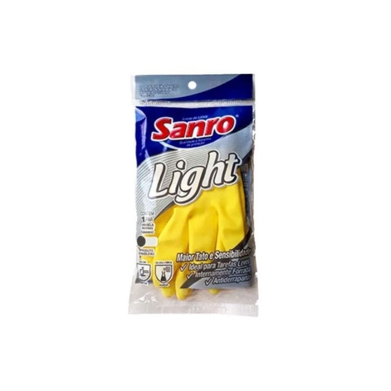 Luva De Látex Amarela Light - Sanro P, M, G | Shopee Brasil