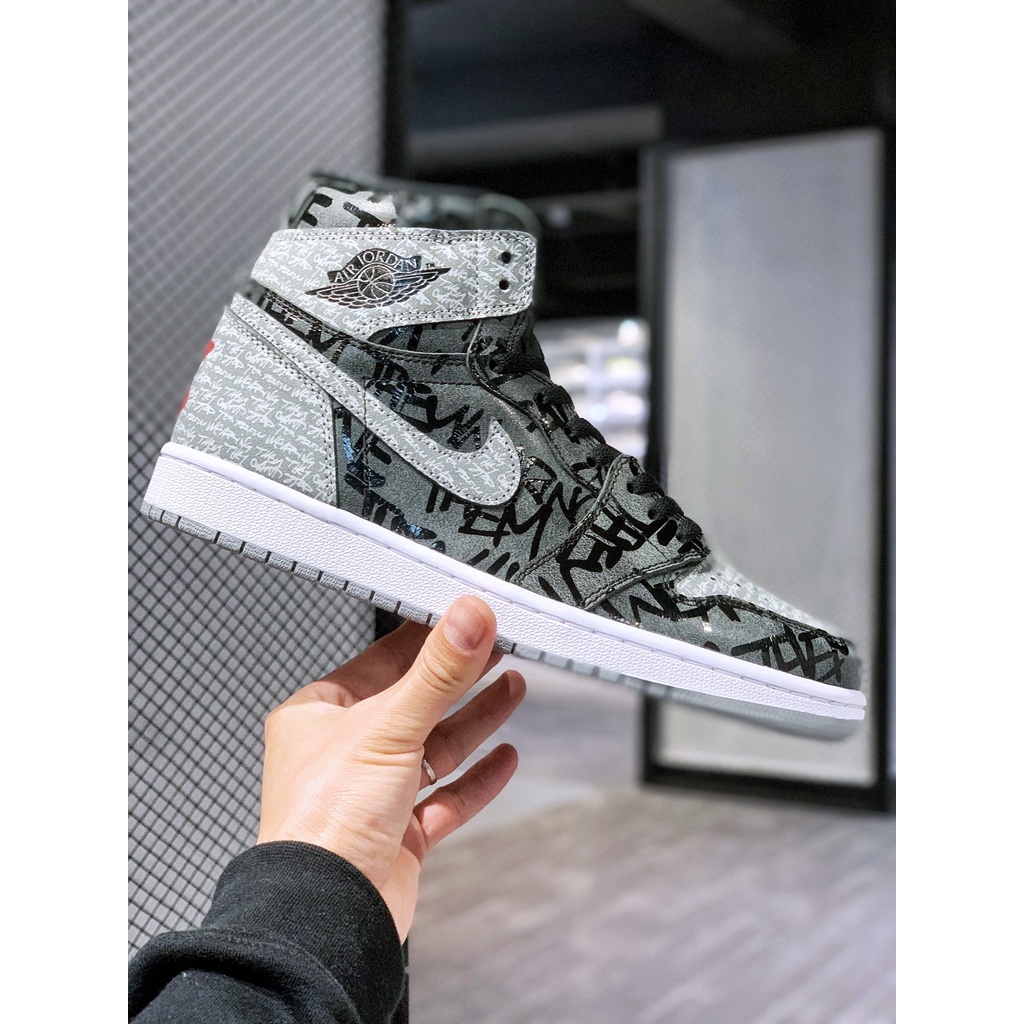 Venda Por Tempo Limitado nike AJ1 Air Jordan 1 High OG AJ1 Black Grey Rebel Basketball ...