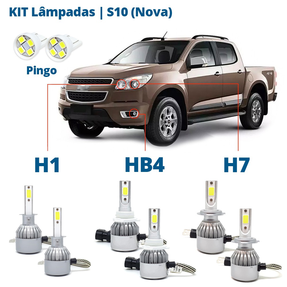 Kit Lampadas Chevrolet S10 2012 2013 2014 2015 2016 H1 H7 HB4 T10 Pingo ...