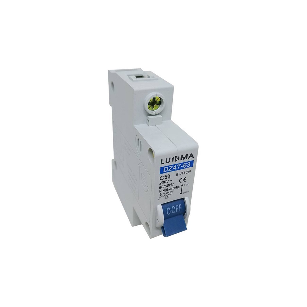 Disjuntor Unipolar 50A Curva C Din Mini Lukma Inmetro | Shopee Brasil