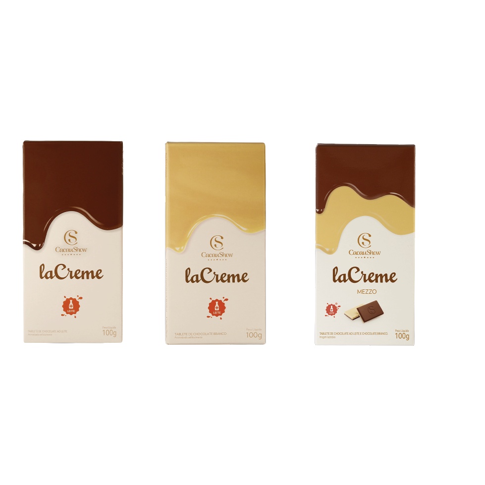 Kit 3 Tabletes Lacreme 100g Cacau Show | Shopee Brasil