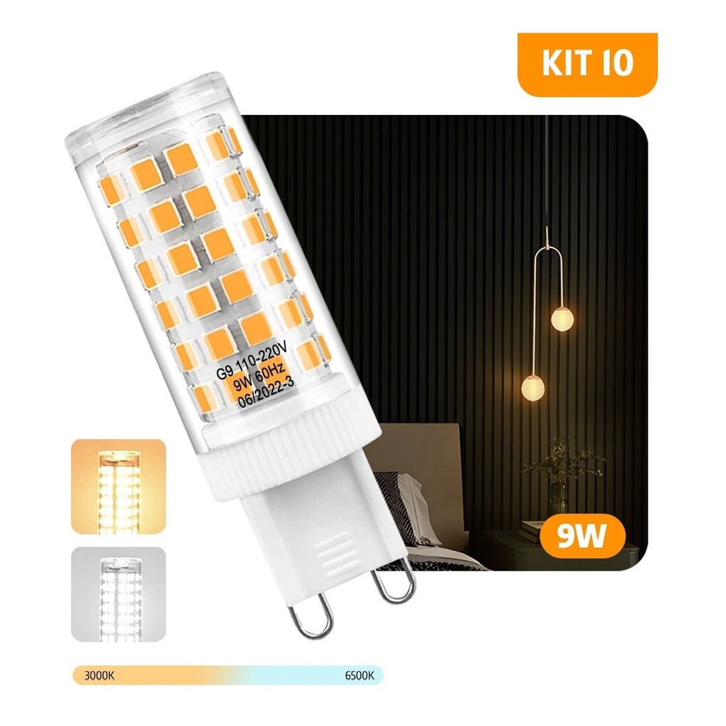 Kit 10 Lâmpada Led 7w/9w G9 Halopin Lustre Arandelas Bivolt Branco Frio Quente | Shopee Brasil