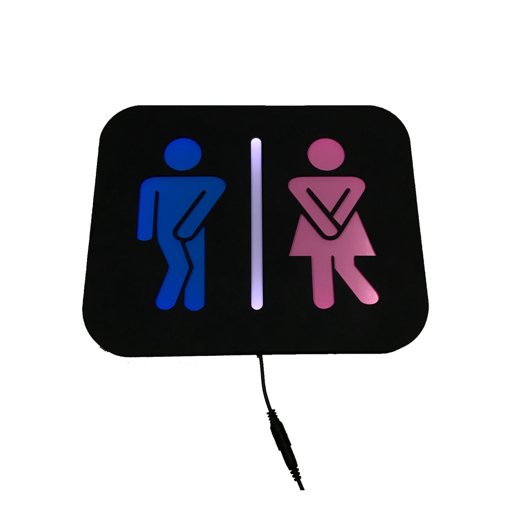 Luminoso | Placa Letreiro em led Sinalização Banheiro WC Retangular ...