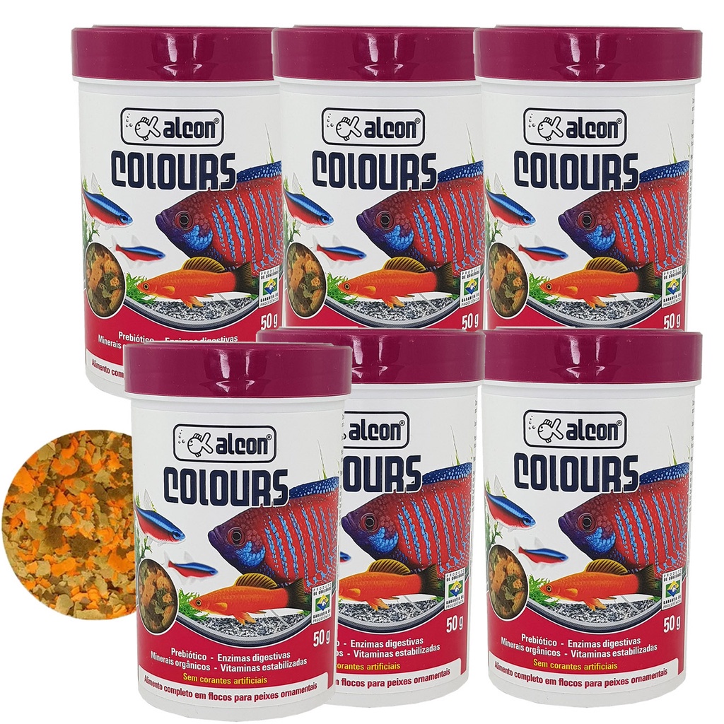 Ração Colours 50g Alcon Alimento para Peixes Kit 6 unid | Shopee Brasil