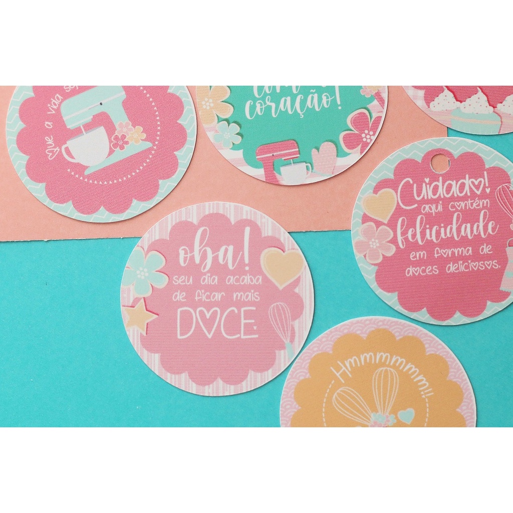45 Adesivo Tag para Confeitaria, Doces, Chocolate e Bolo no Pote ...