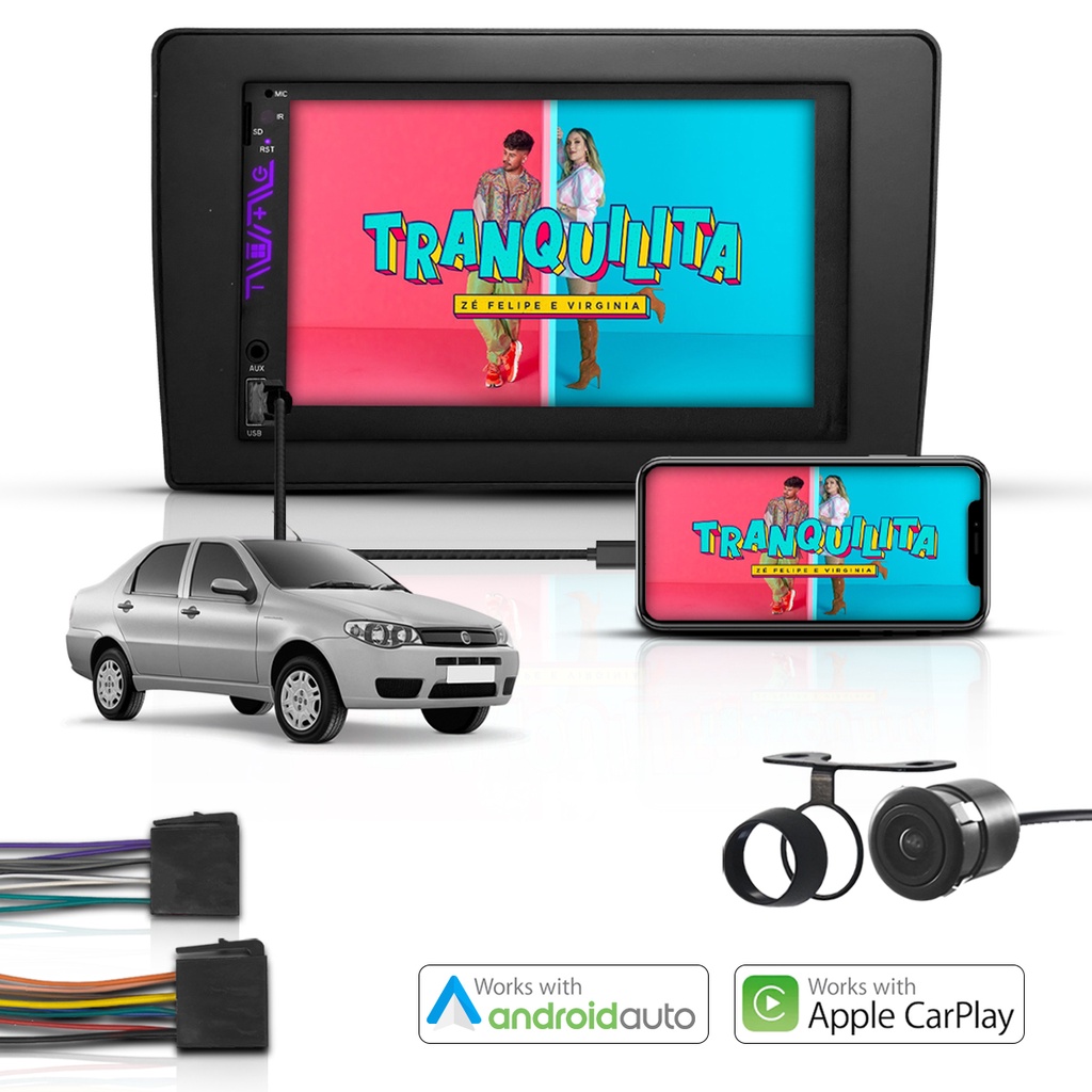 Kit Central Multimidia Universal 2 Din Mp5 Android e Carplay Siena | Shopee Brasil