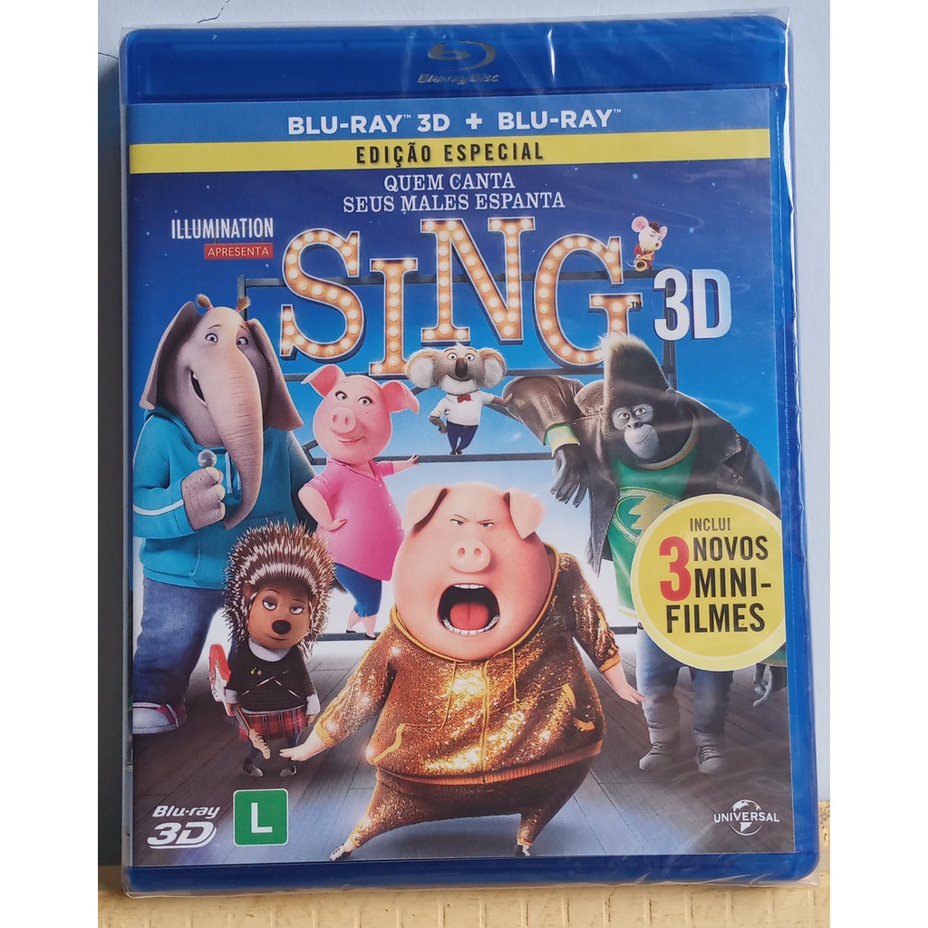 Blu-ray 3D + 2D (2 Discos) - Sing Quem Canta Seus Males Espanta (Lacrado/Original) | Shopee Brasil