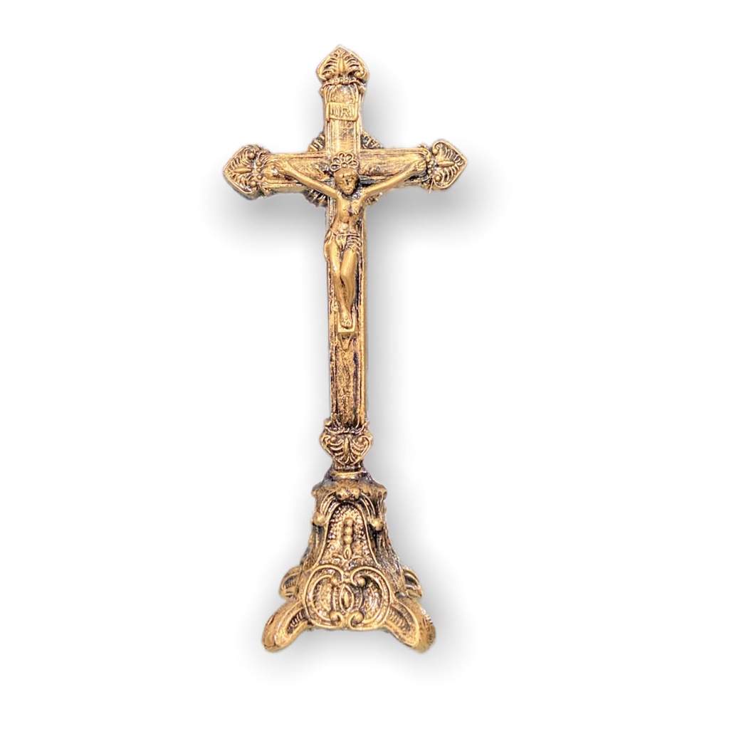 Crucifixo de Mesa Metal Com Cristo Dourado 17cm | Shopee Brasil