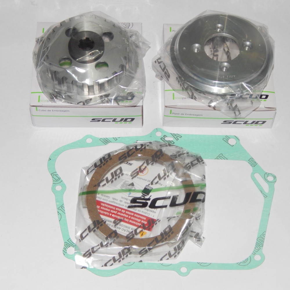 Kit Embreagem Cubo Plato Discos Junta Para Moto Biz 100 Original Scud ...
