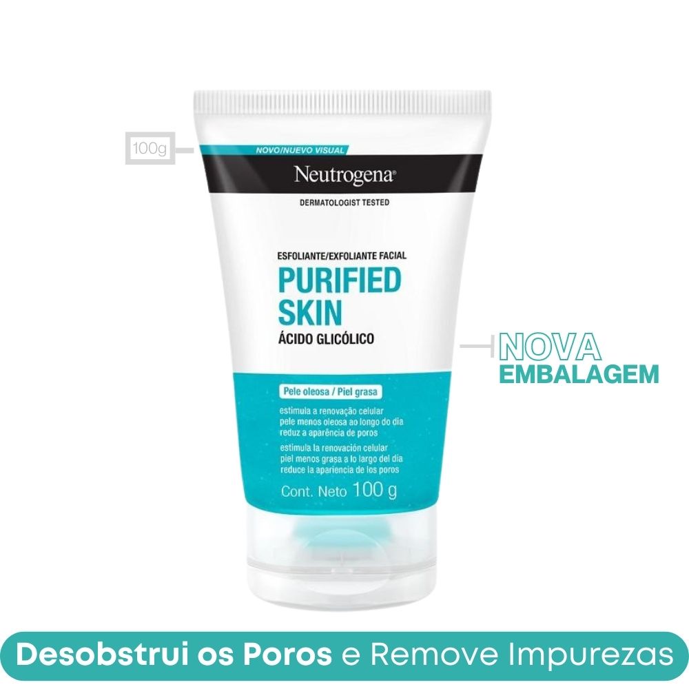Esfoliante Gel Facial Purified Skin Neutrogena 100g Pele mista oleosa e acneica | Shopee Brasil