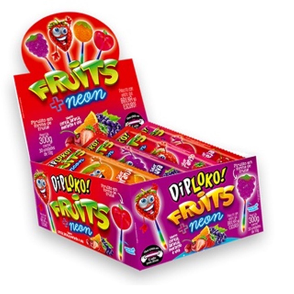 Pirulito Dip Loko Fruits Neon 300g C/30un - Danilla | Shopee Brasil