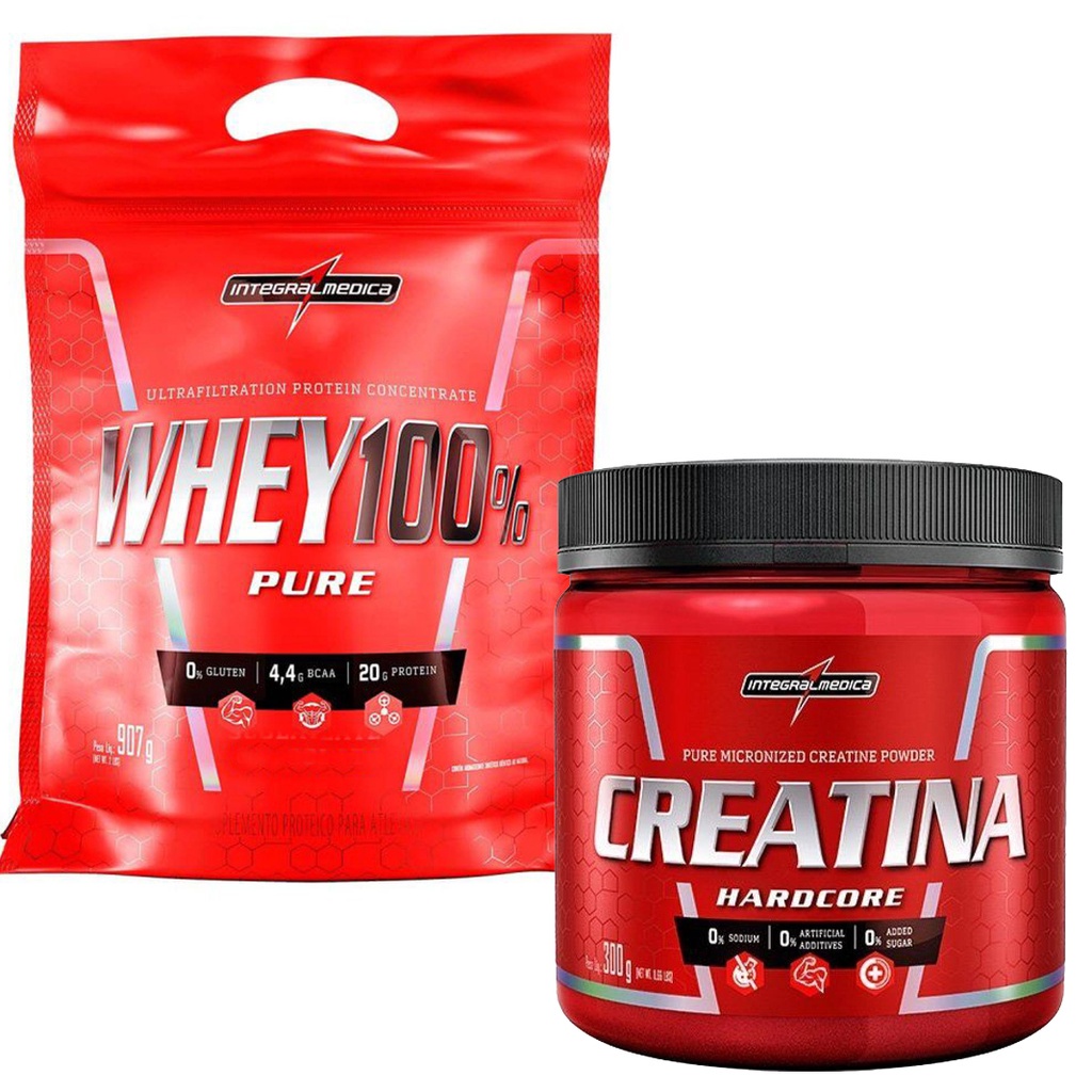 Combo Whey Protein 100% Pure Refil 907g + Creatina 300g Integralmedica Pronta Entrega | Shopee ...