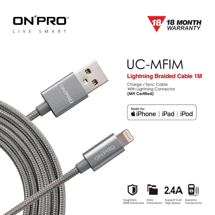 Onpro UC-MFIM Lightning Cable iPhone MFi Cabo De Carregamento Rápido | Shopee Brasil