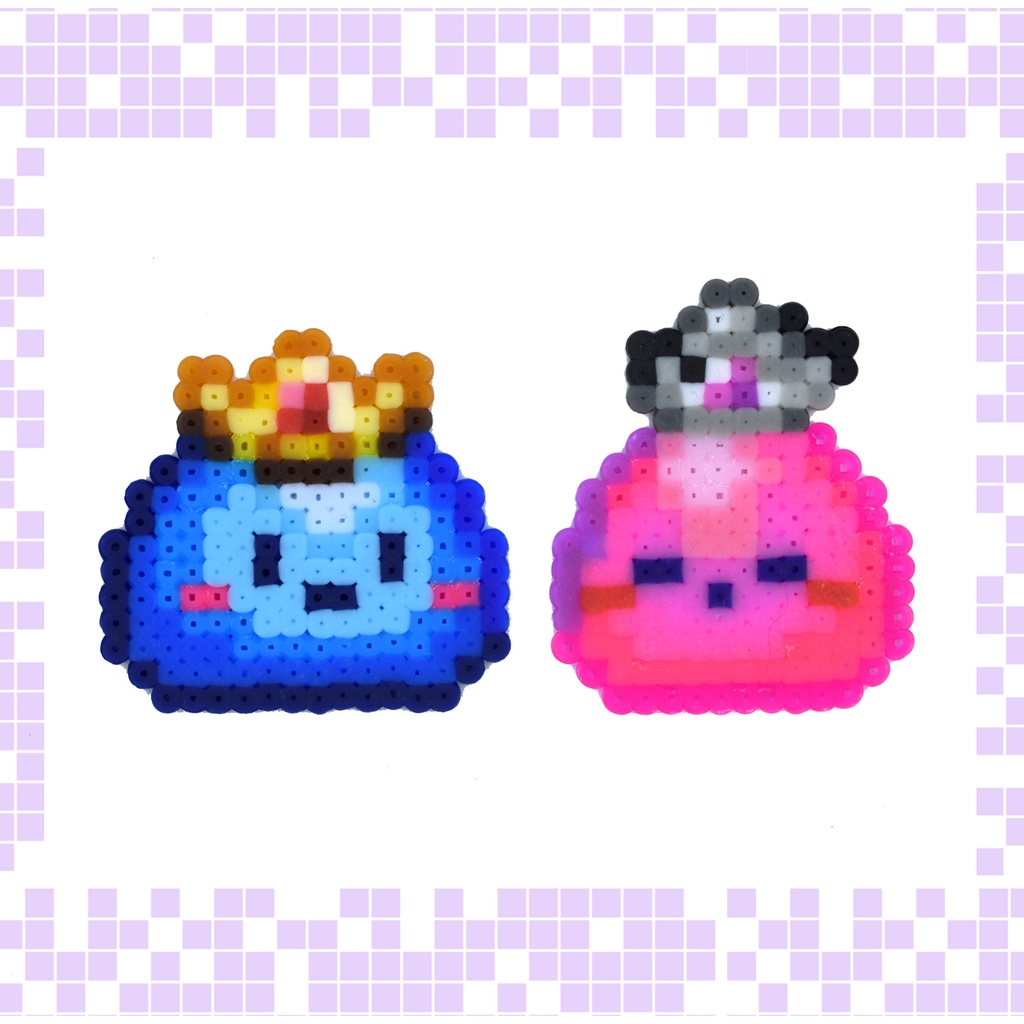 Terraria King Slime e Queen Slime Pets Chaveiro, Brincos, Broche, Imã ...