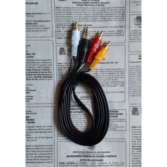 Cabo P2 Rca Audio e Video P2xRCA 1,0m Tv Box Auxiliar 3 Pinos | Shopee ...