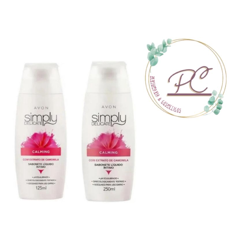 Sabonete líquido íntimo Avon Simply Delicate Calming 250 ml/ 125 ml ...