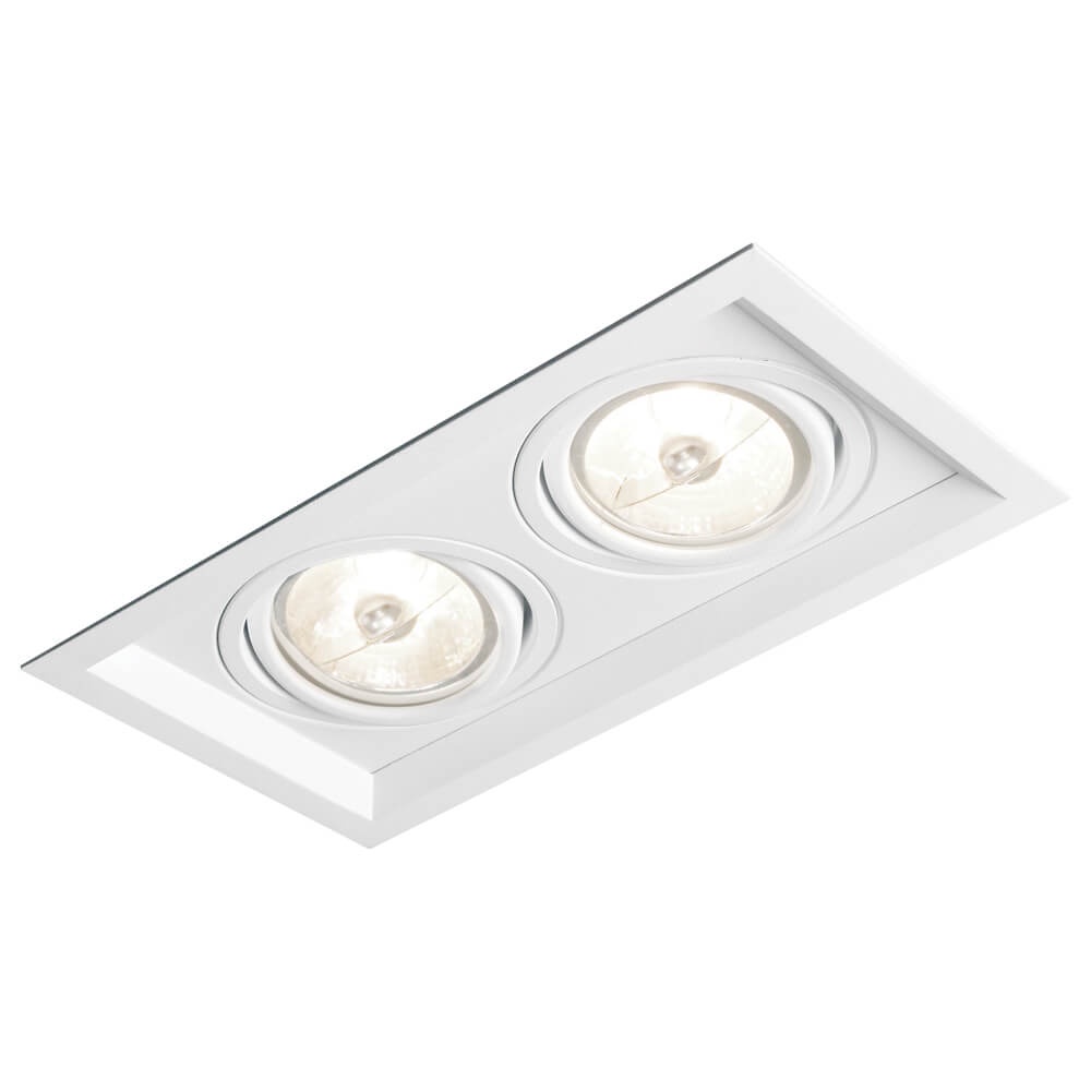 Kit 3 Spot Embutido De Teto Em Aluminio Recuado Duplo Ar111 Branco Com Soquete Gu10 | Shopee Brasil