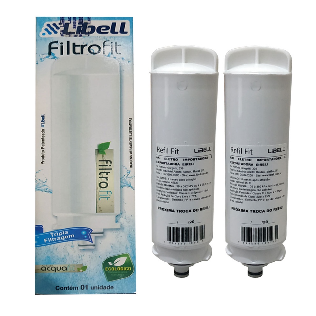 Kit 2 Filtros Refil Purificador De Água Libell AcquaFit Hermético ...