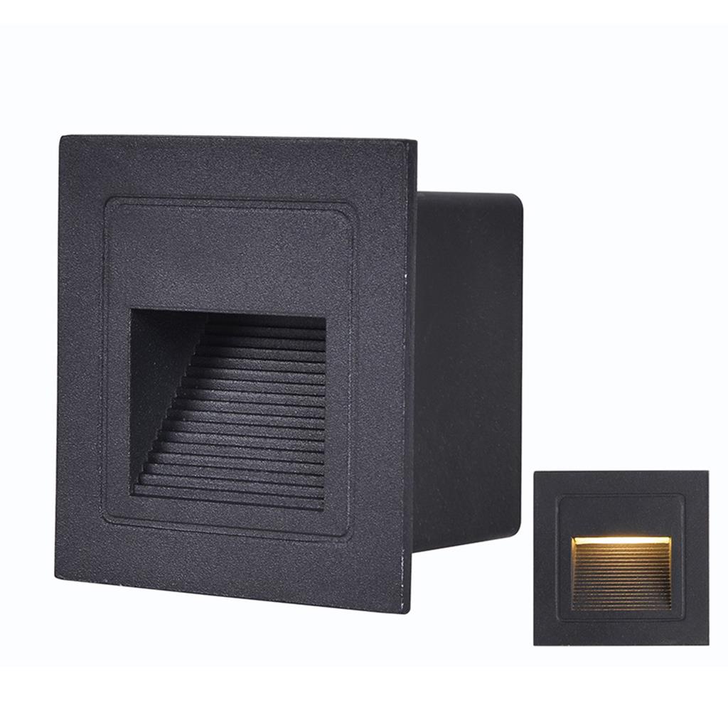Balizador Parede Externo Embutido Preto Quadrado Led Lup51 | Shopee Brasil